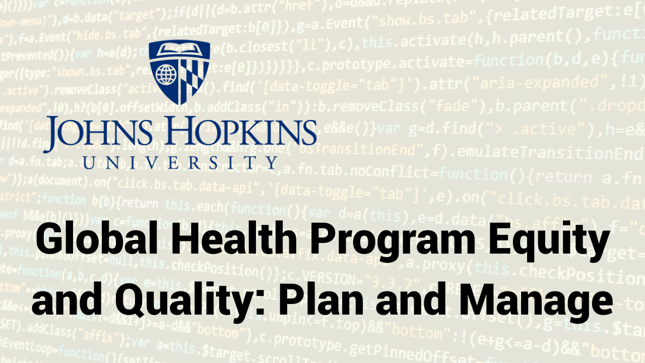 Course: Global Health Program: Plan and Manage Quality | RiseUpp